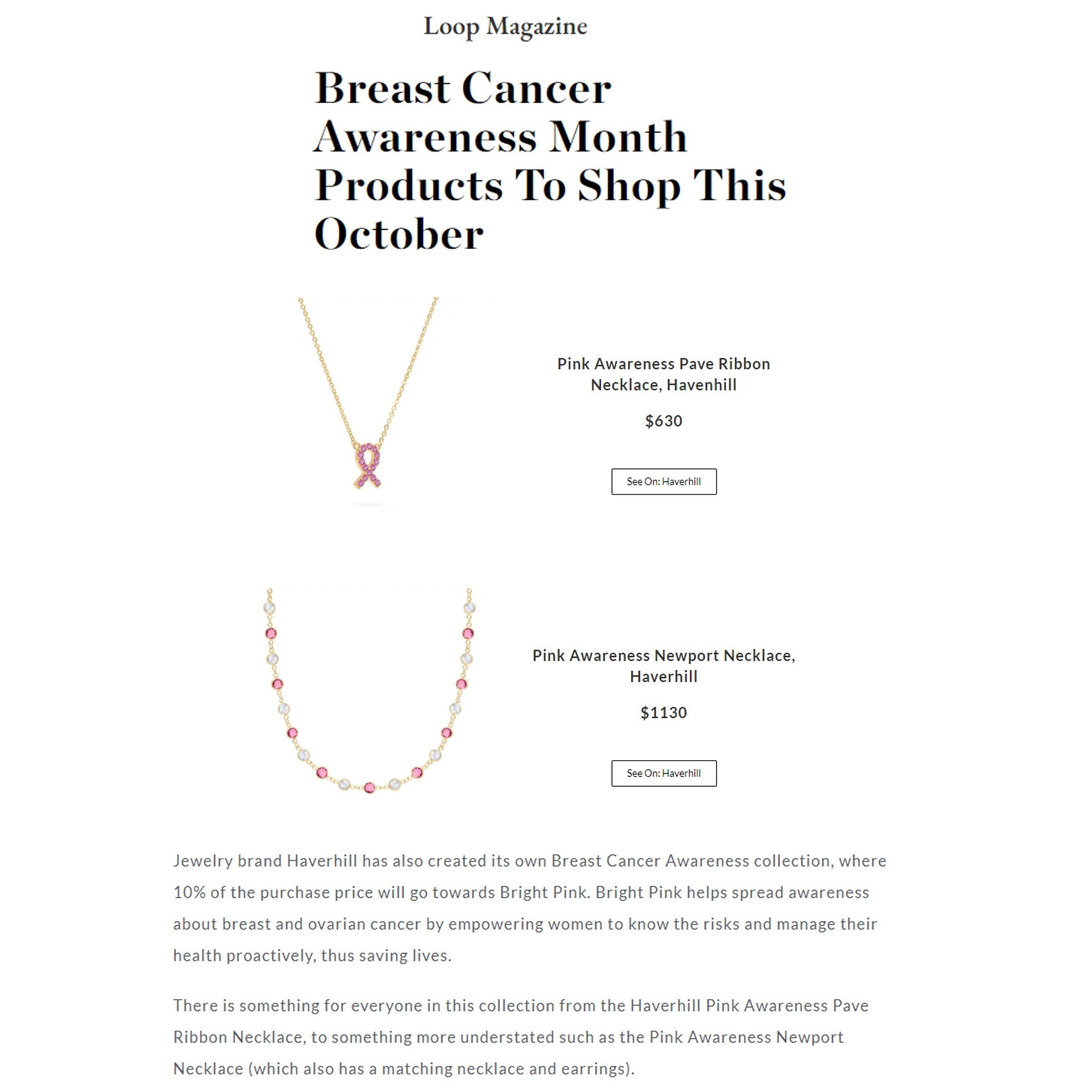 Loop Magazine: Breast Cancer Awareness Month Products to Shop