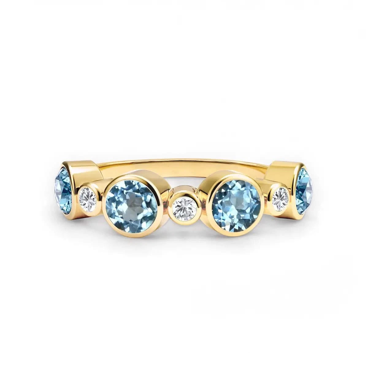 Barrington Nantucket Blue Topaz Band Ring with Diamonds in 14k Gold (D