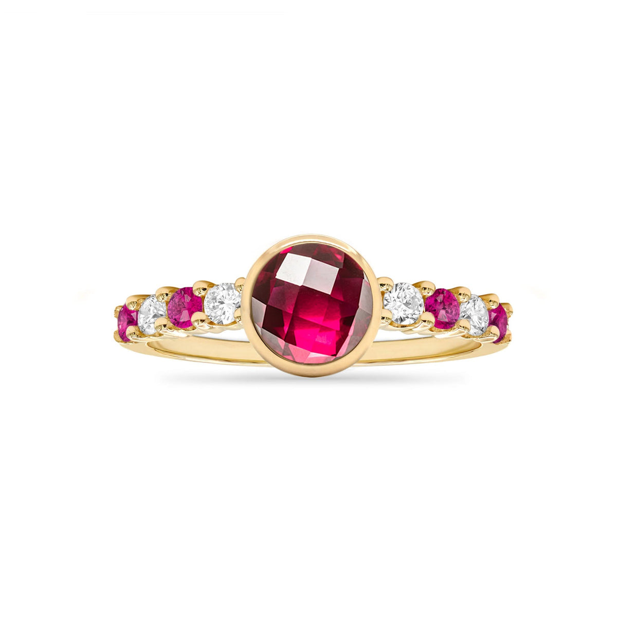 Rosecliff Grand Ruby Ring in 14k Gold (July)