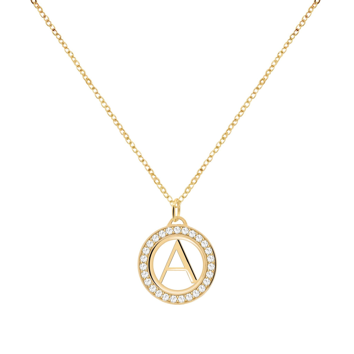 Letter & Diamond Pendant in 14k Gold (April)