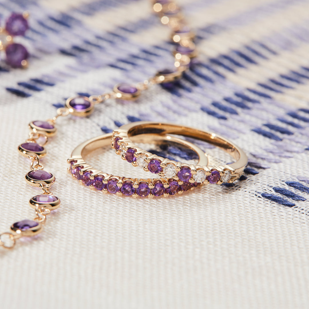 Amethyst February Birthstone Jewelry in 14k Gold - HAVERHILL