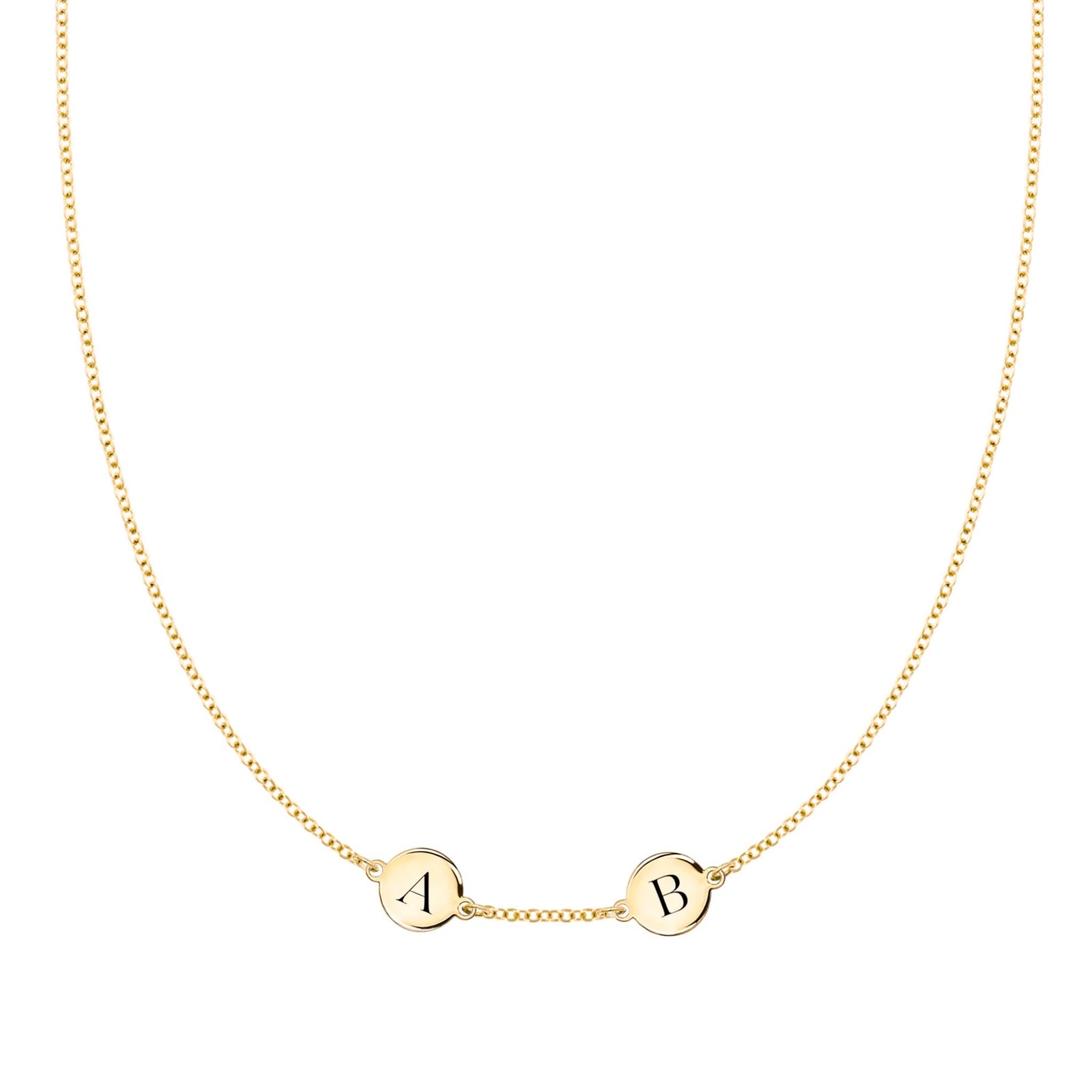 2 Letter Necklace in 14k Gold (Single Spacing)